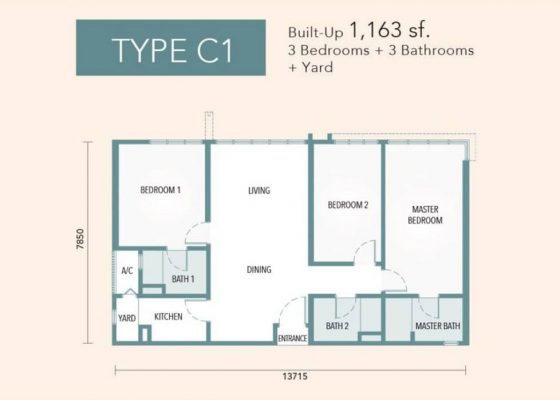 Maple Residence Floor Plan-Type C1 – New Property For Sale